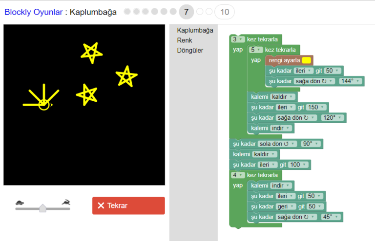 Blockly Games Tüm Bölümler ve Çözümleri