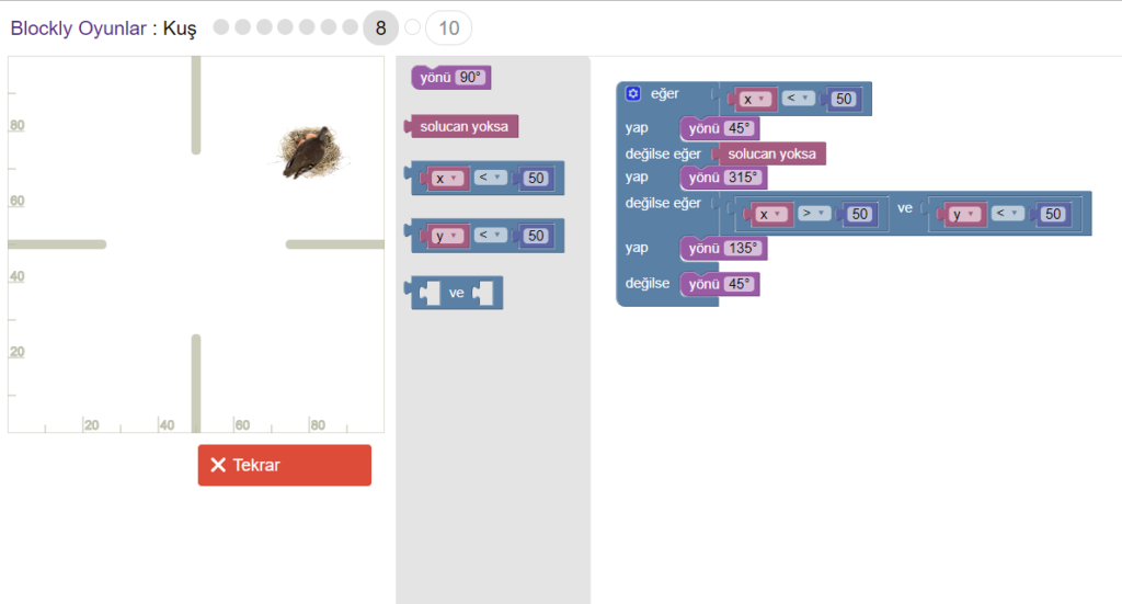 Blockly Games Tüm Bölümler ve Çözümleri